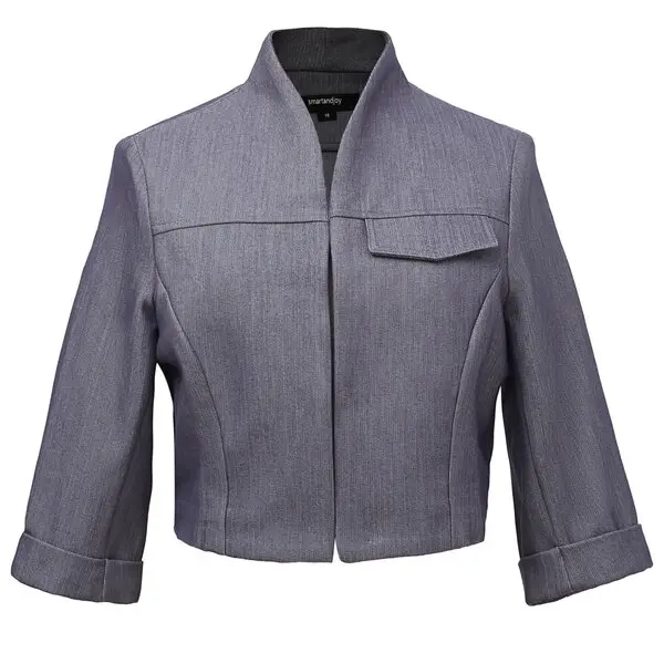 SMART AND JOY Minimalist Crop Jacket - Grey