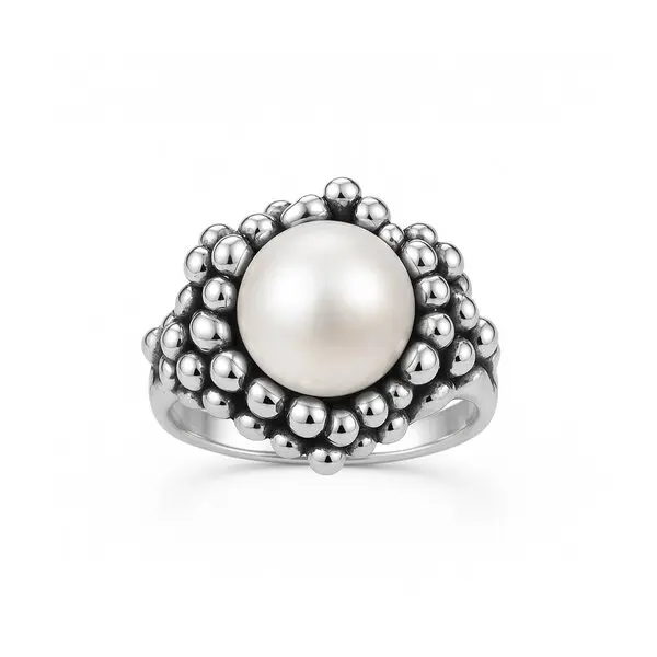 UNALOE Natural Pearl Statement Ring In 925 Sterling Silver - Black