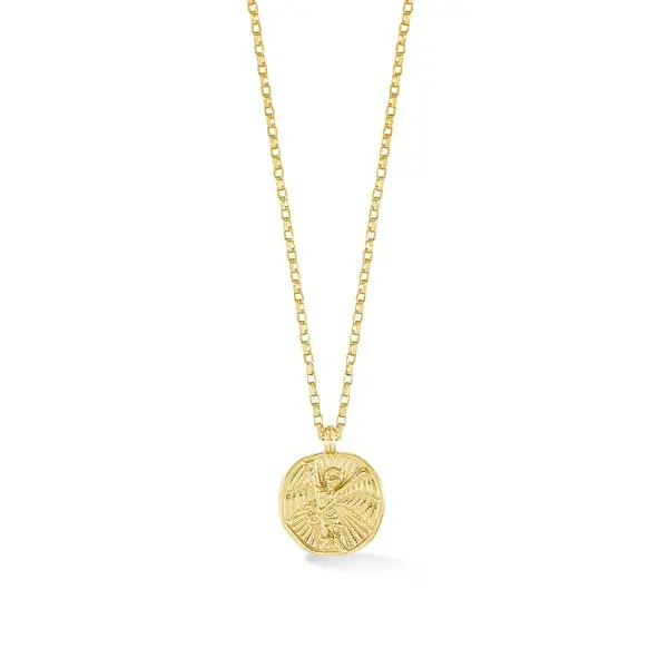 DOWER & HALL Solid Yellow St. Michael Tiny Talisman Necklace - Gold