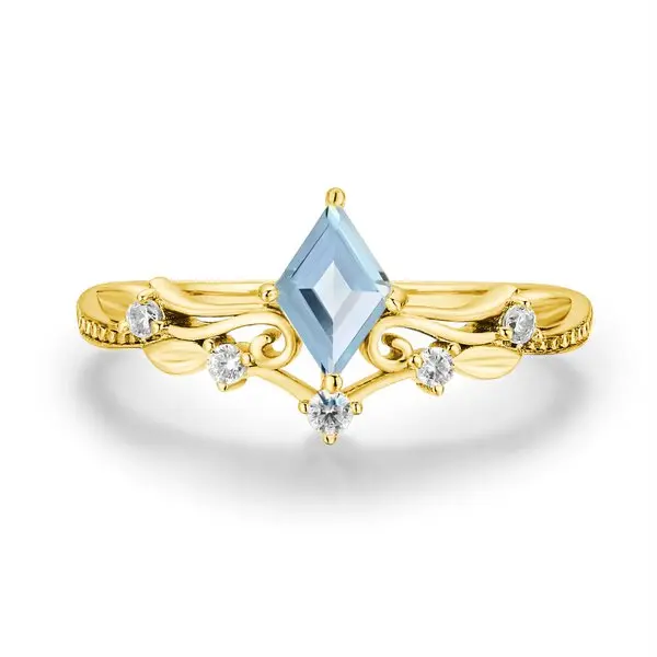 AZURA JEWELRY NEW YORK Victorian Lace Sky Blue Topaz Vermeil Ring - Gold