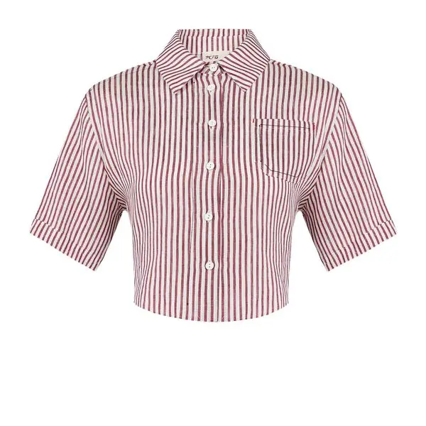 PCFG Striped Linen Cropped Shirt