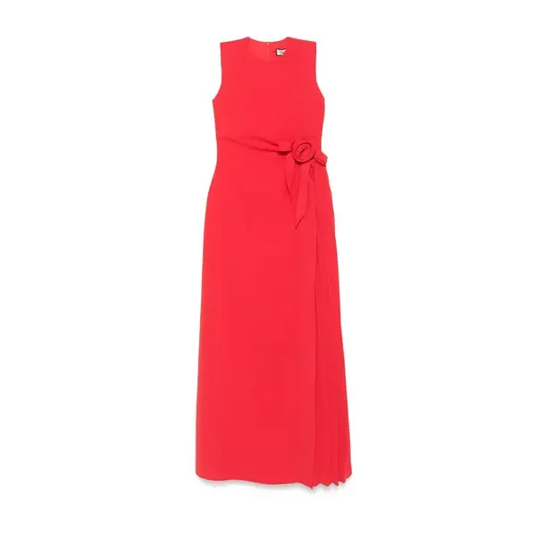 NISSA Floral-appliqué Sleeveless Midi Dress