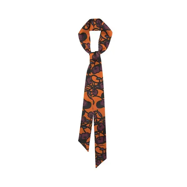 LOST PATTERN Lost Cherries Silk Skinny Scarf Pumpkin - Orange