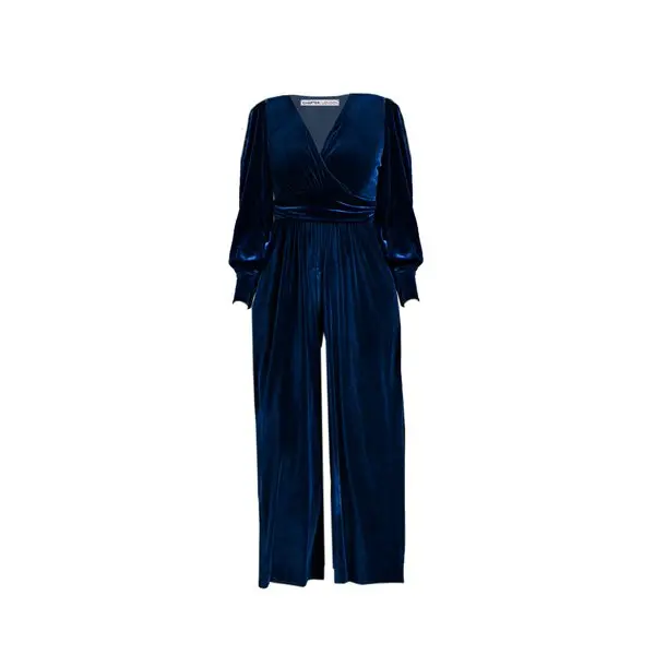 CHAPTER LONDON Ava Velvet Jumpsuit - Blue