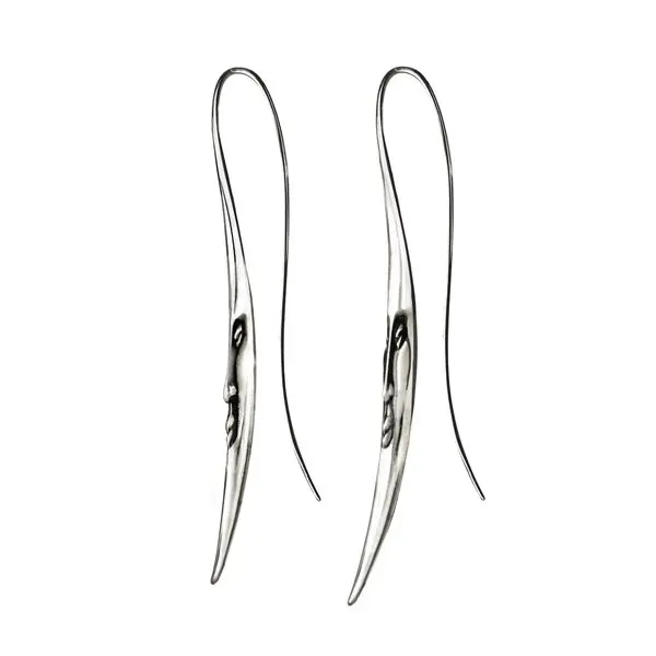 PERRY GARGANO Sterling Crescent Moon Face Dangle Earrings - Silver