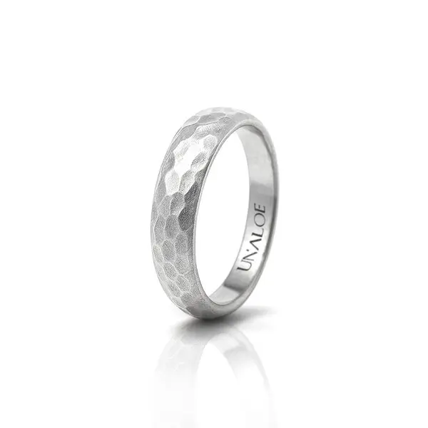 UNALOE Hammered Sterling Ring Band - Silver