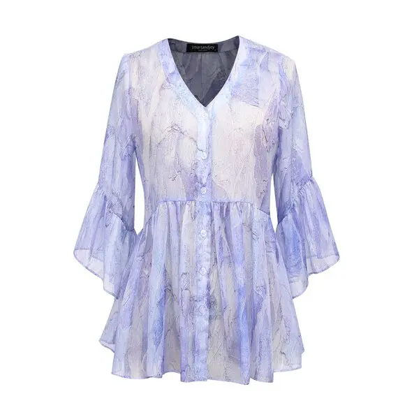 SMART AND JOY Chiffon Tulip Sleeve Blouse