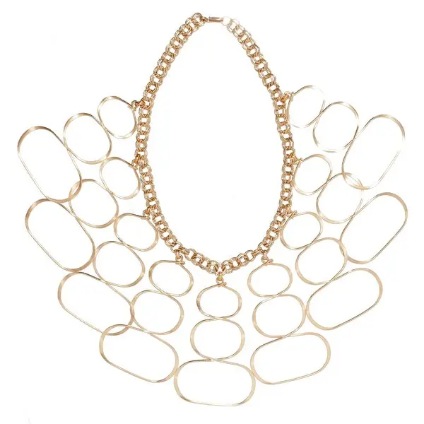 CASTLECLIFF Vintage Brass Oval Link Necklace - Gold