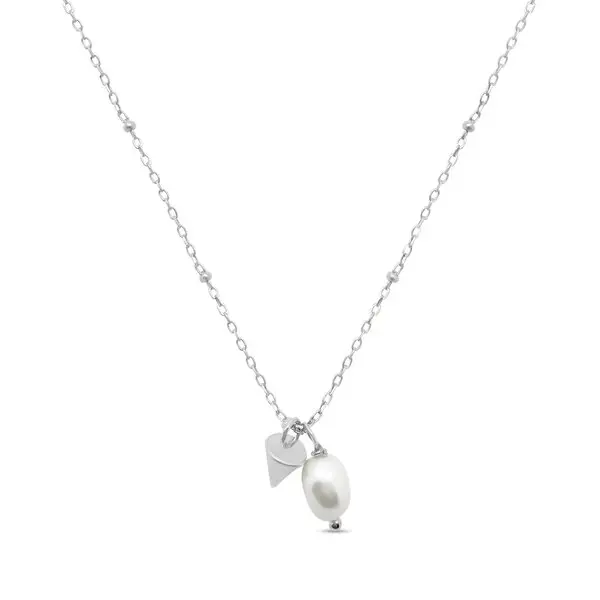 CLEMENCE WREN Freshwater Pearl Pendant Necklace With Cone Charm - Silver
