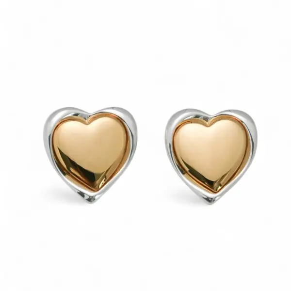 MISS CECILIA Double Tone Heart Ear Studs - Gold