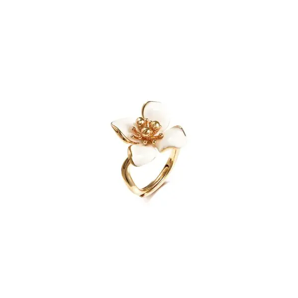 RETRO CHIC Iris Blossom Ring - White/gold