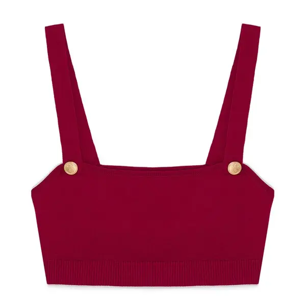 PERALUNA Elizabeth Knit Bralette In Burgundy - Red