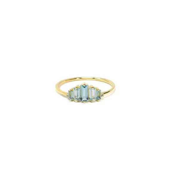 NASI SILVER Aaliyah Baguette Ring With Topaz - Blue