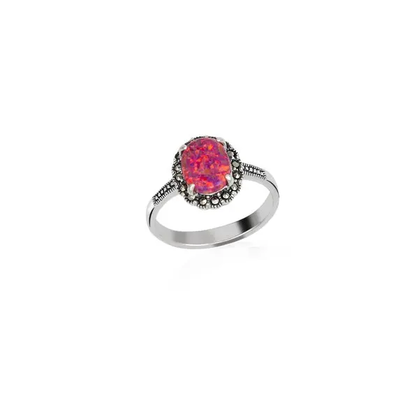 SPERO LONDON Opal Sterling Silver Statement Ring - Red/silver