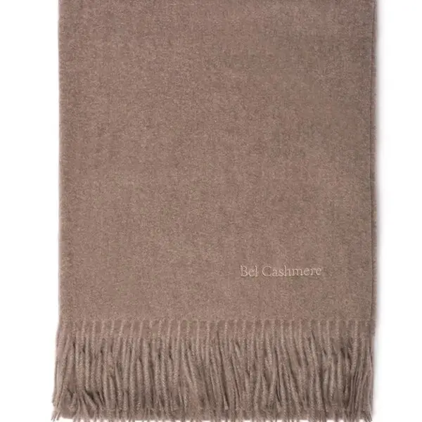 BEL CASHMERE Cashmere Stole With Fringes Organic - Brown