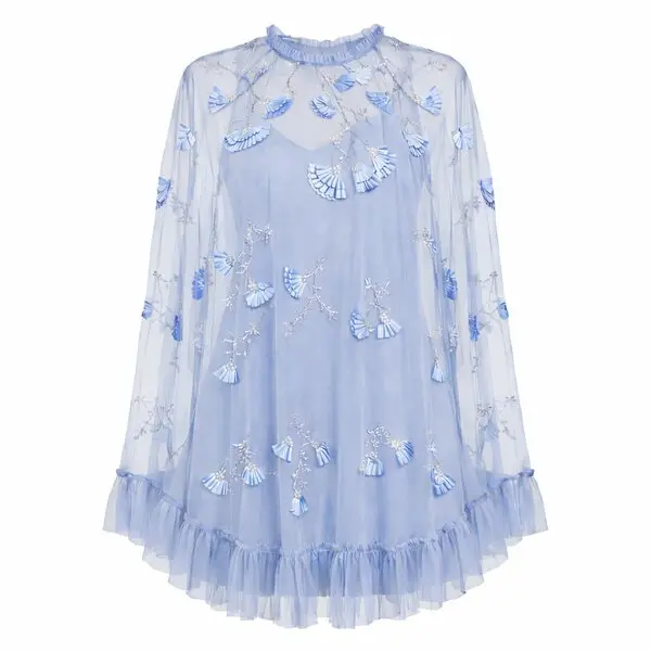Mac Duggal Embellished Mini Dress With Ruffle Hem - Blue