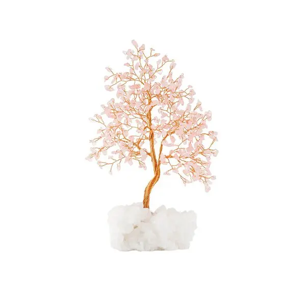 KARMA AND LUCK Neutrals / Rose Quartz Crystal Tree – Love Energy Feng Shui Decor – You Are Loved - Pink