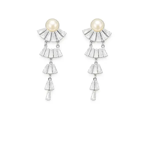MAISON DE GALA Pearl And Crystal Drop Earrings - Silver