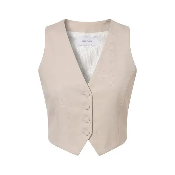 AGGI BY HALEWSKI Neutrals Sylvia Sheer Dew Vest - Beige