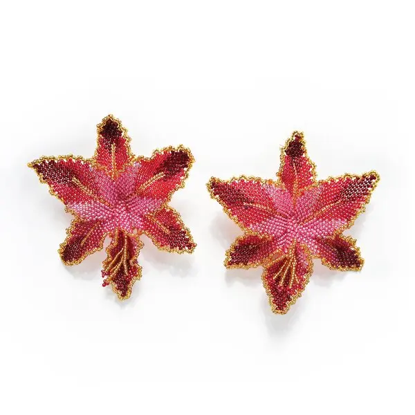 MANUELA CABRALES Selva Orchid Beaded Earrings - Pink