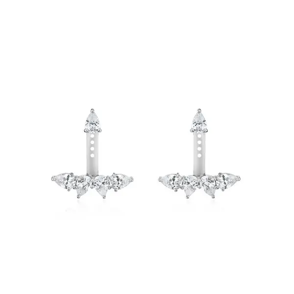 SALLY SKOUFIS Ear Jacket In Sterling Silver With Diamond Simulants - Silver/white
