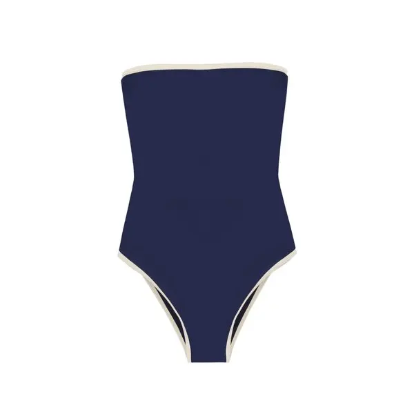 YORSTRULY Strapless One-piece Swimsuit With Trim - Blue