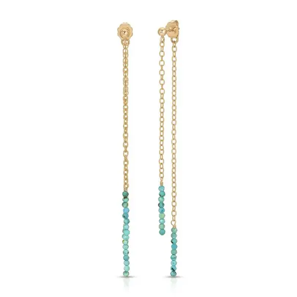 HEATHER HAWKINS Front Back Turquoise Duster Earrings - Blue