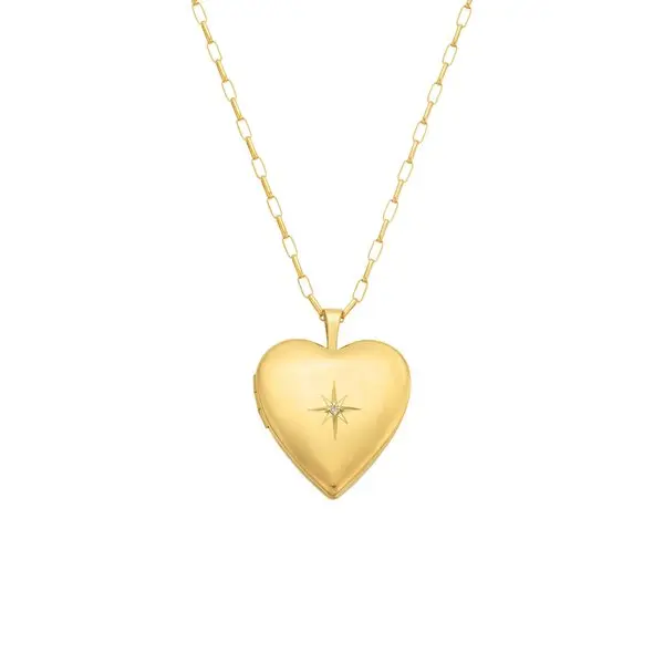 LA KAISER Heart Locket Necklace - Gold