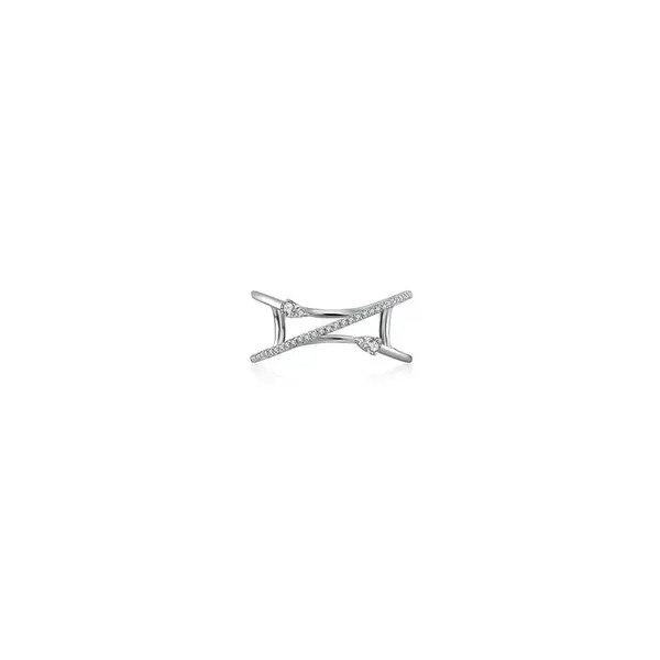 GENEVIEVE COLLECTION 18k Gold Diamond Double Arrow Spiral Ring - White