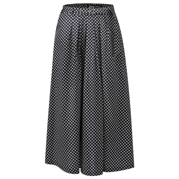 SMART AND JOY Polka Dots Flared Midi Skirt - Blue