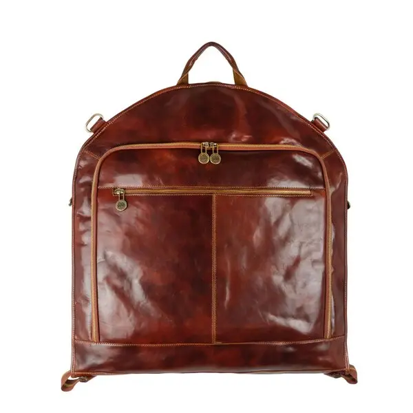 TIME RESISTANCE Full-grain Leather Garment Bag - Brown
