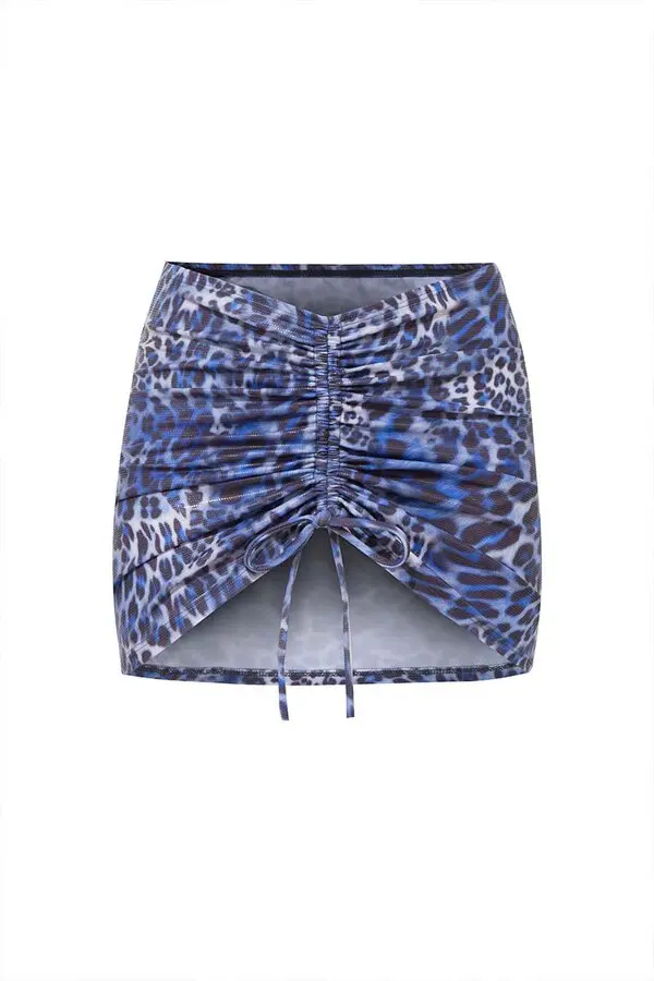 LUNA B Leopard Print Mini Skirt - Blue
