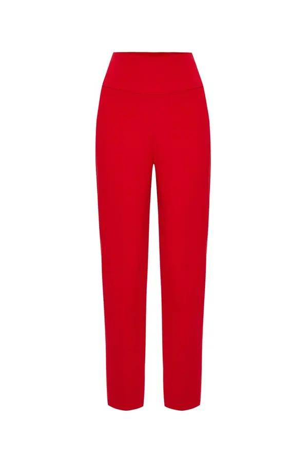EXQUISE High Waist Carrot Fit Trousers
