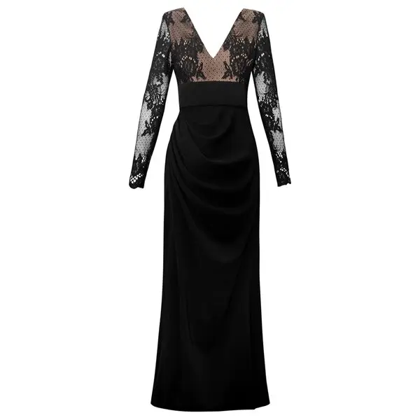 ALINA CERNATESCU Neutrals Osvia Maxi Lace Evening Dress