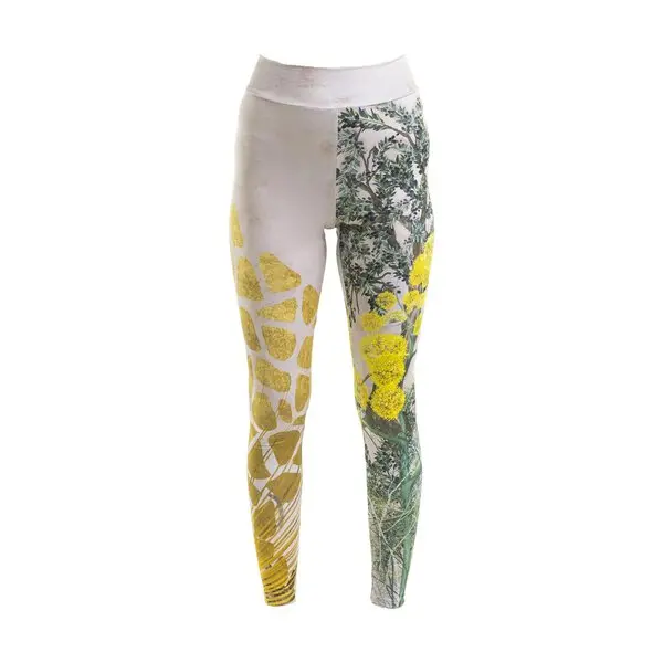 ARTISTA Gold Fennel Printed Elastic Leggings - Yellow