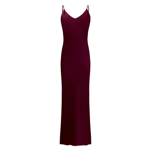 WHY MARY Isis Bias Maxi Slip Dress - Brown/red