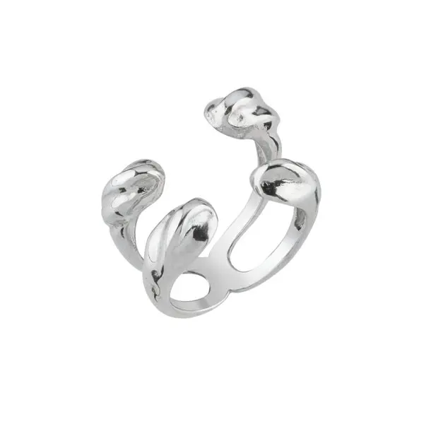 LINYA JEWELLERY Double Row Asymmetric Ring - Silver