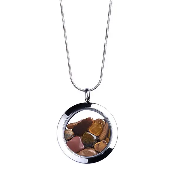 MY LITTLE NATURE Crystal And Tiger's Eye Gemstone Necklace - Brown/silver