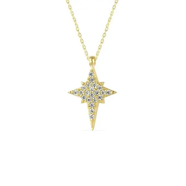 SPERO LONDON Northern Star Polaris Starburst Sterling Silver Necklace - Gold