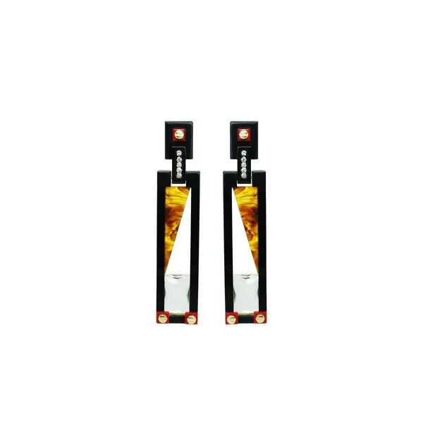 GISSA BICALHO Rectangular Acrylic Stone Dangle Earrings - Brown