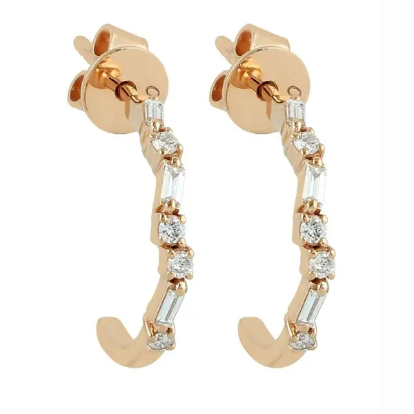 ARTISAN White / Pink Diamond Hoop Earrings In 18k Rose Gold - White/pink