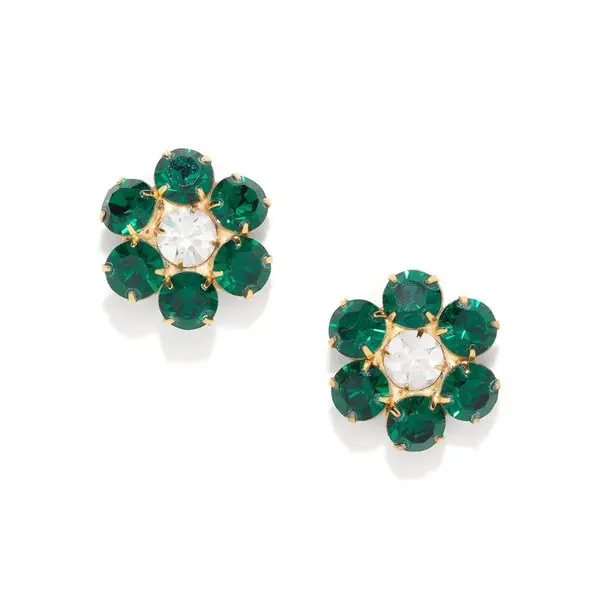 THE PINK REEF Floral Gem Stud Earrings - Green