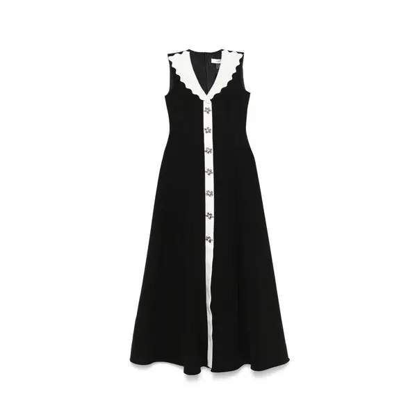 NISSA V-neck Midi Dress - Black