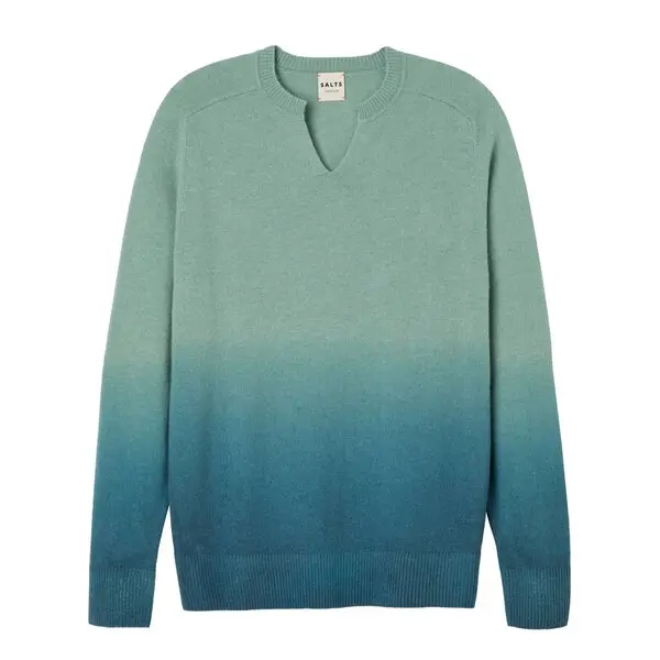 SALTS CASHMERE Ombre Split Crew Neck Wool-cashmere Sweater - Blue/green