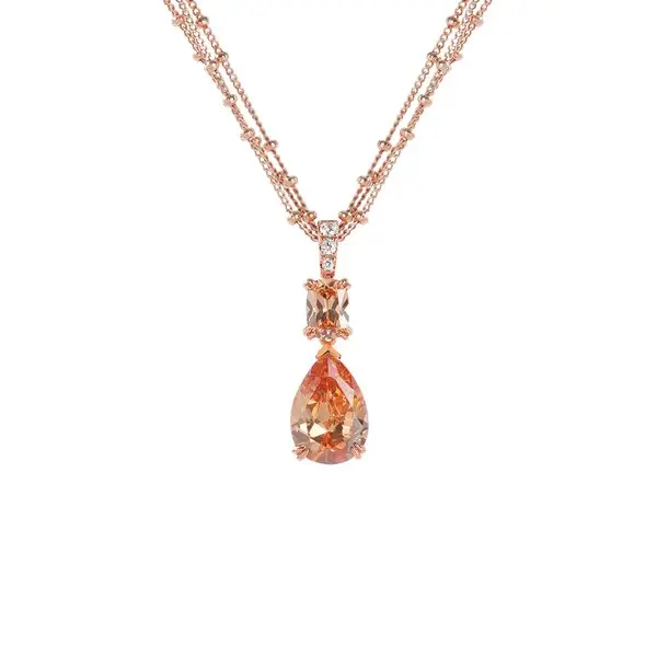 Arte Madrid Artē Madrid Classy Clippy Pendant Necklace With Honey Citrine And White Stone - Orange