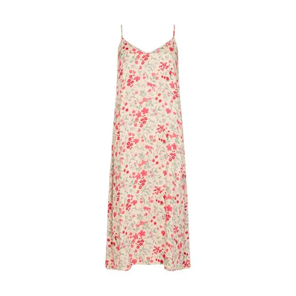 LILY AND LIONEL Neutrals Rosie V-neck Jasmine Print Nightie In Cream - White