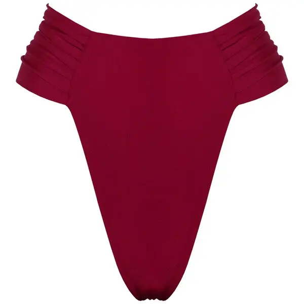 ANTONINIAS Clam High Waisted Bikini Bottom - Red