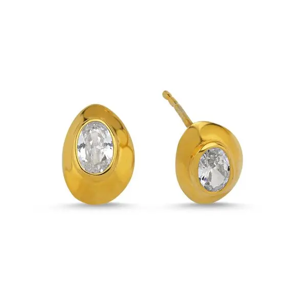 LINYA JEWELLERY Ella Stone Stud Earrings - White