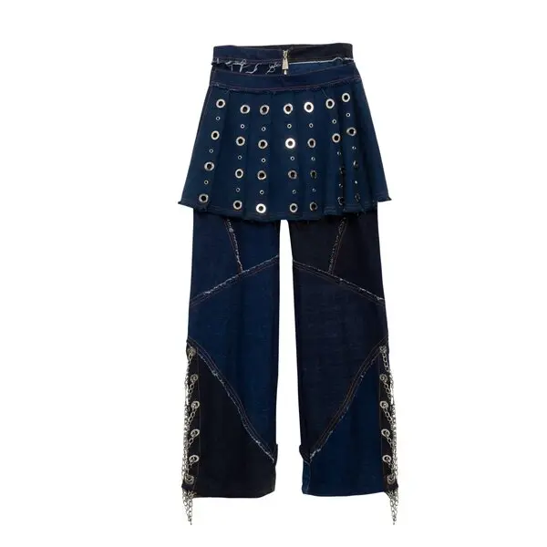 PALOMA LIRA Gwen Upcycled Denim Pants With Skirt