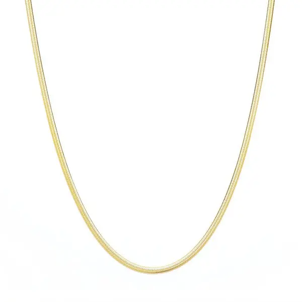 SEVEN SAINTS Herringbone Chain Necklace Over Sterling Silver - Gold